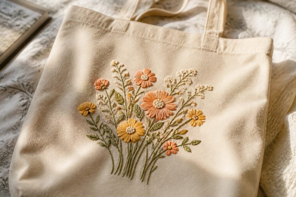 23 Fresh Floral Tote Bag Embroidery Ideas for a Soft Handmade Aesthetic ...
